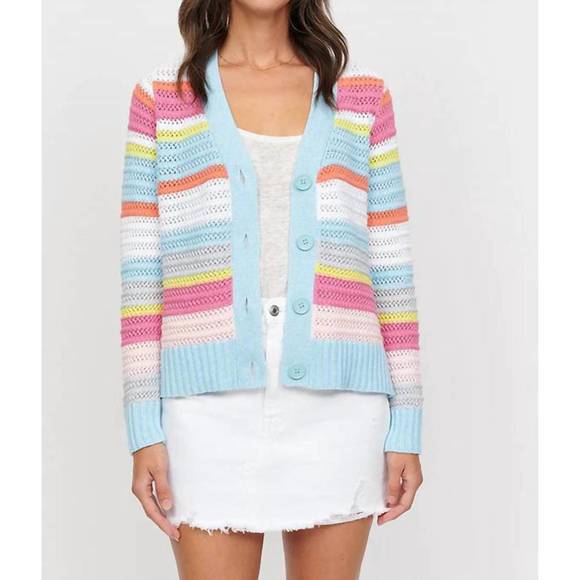 &ISLA | Sweaters | New Isla Lauren Textured Stripe Vee Cardigan In ...